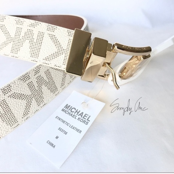 Michael Kors | Accessories | Nwt Authentic Mk Reversible Belt Vanilla ...